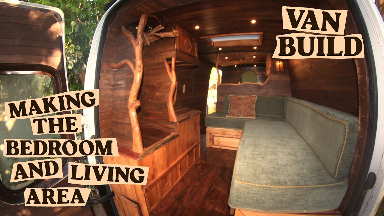 Building our RUSTIC Bedroom and Living Area in our Van ~ E13 ~ Sprinter ...