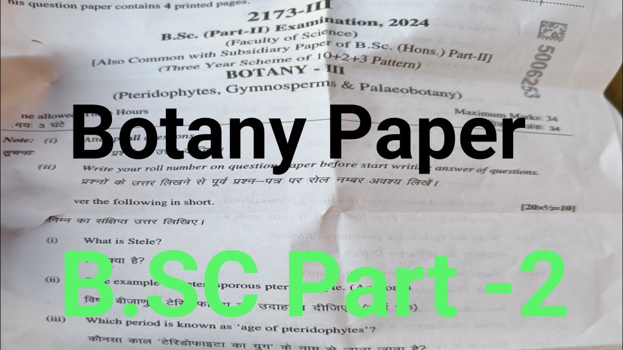 Botany | वनस्पति विज्ञान | B.Sc 2nd Year Paper-3 Exam 2024 | BSc 2nd ...