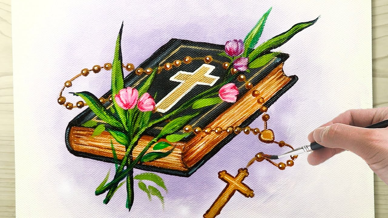 Holy bible Acrylic Painting Step By Step Tutorial For Beginners - YouTube