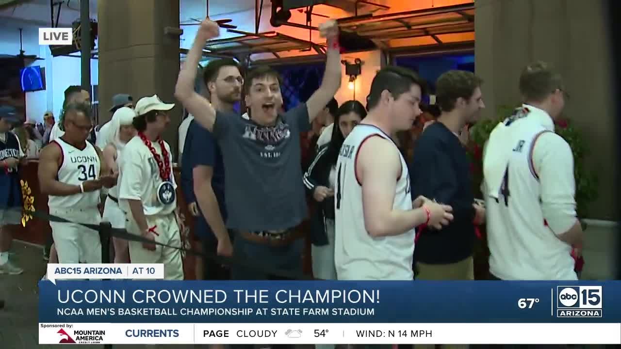 Fans celebrate UConn's back-to-back championship after wild Final Four ...