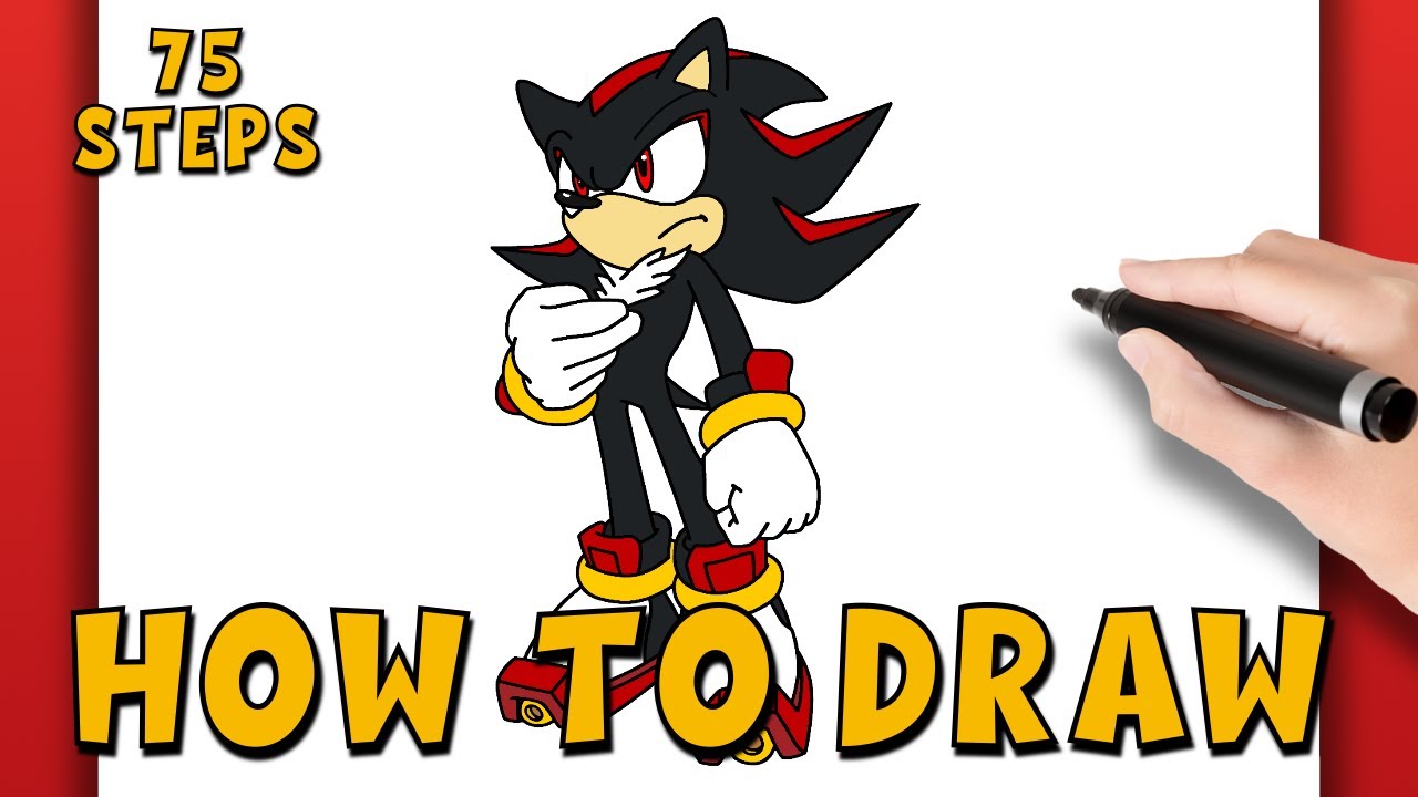 Shadow the Hedgehog step-by-step drawing tutorial - YouTube