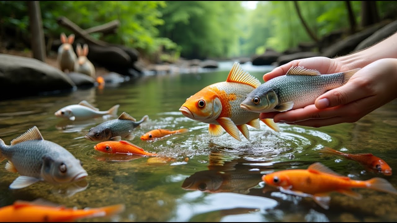 Easy Catch Colorful Stranger Aquarium Fish In Small Pond, Mosaic Guppy ...