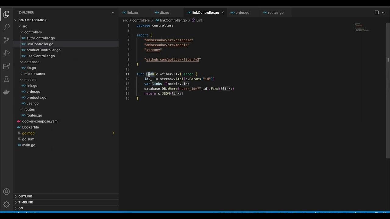 Golang Gofiber Create Links And Orders Models Microservices Part 8 Youtube 4746