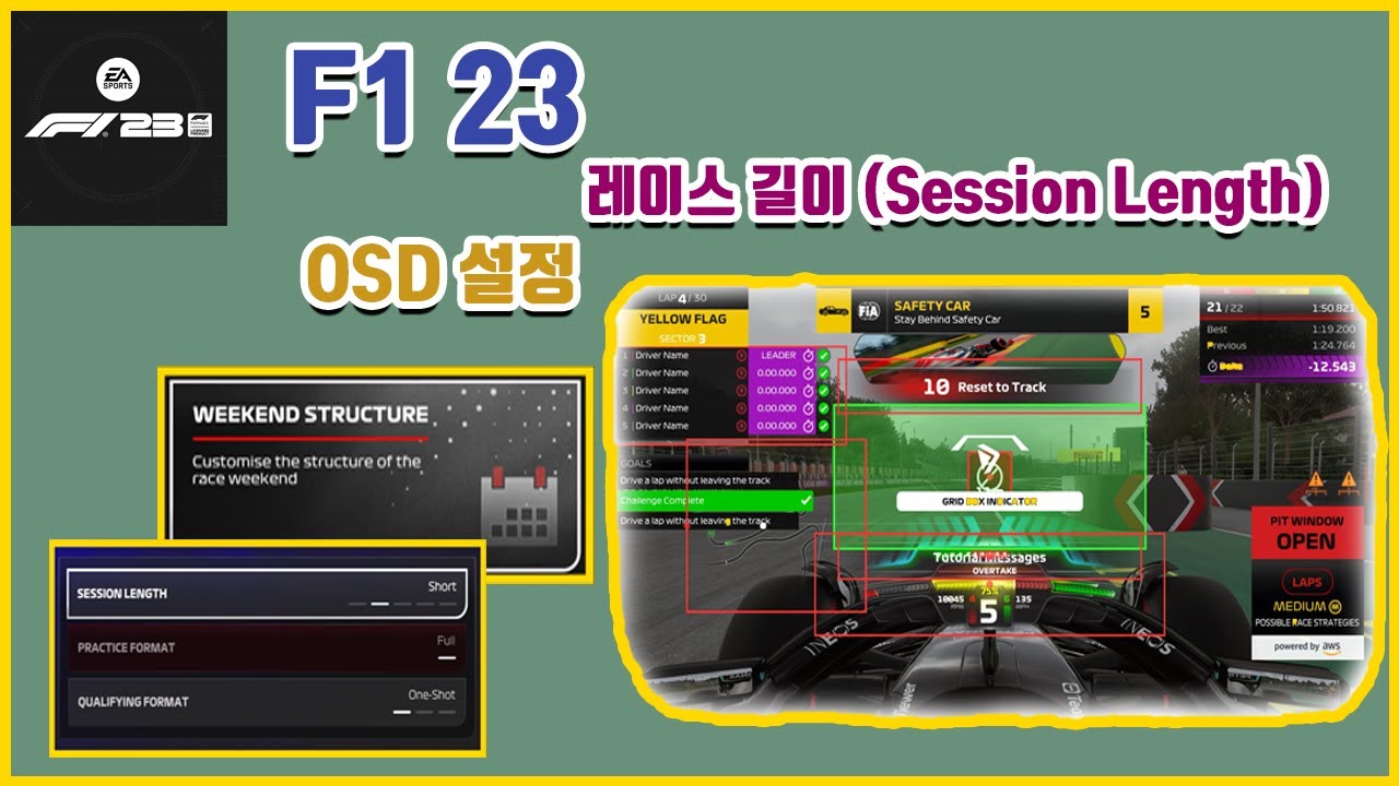 F1 23 레이스 길이, OSD 설정 방법 - YouTube