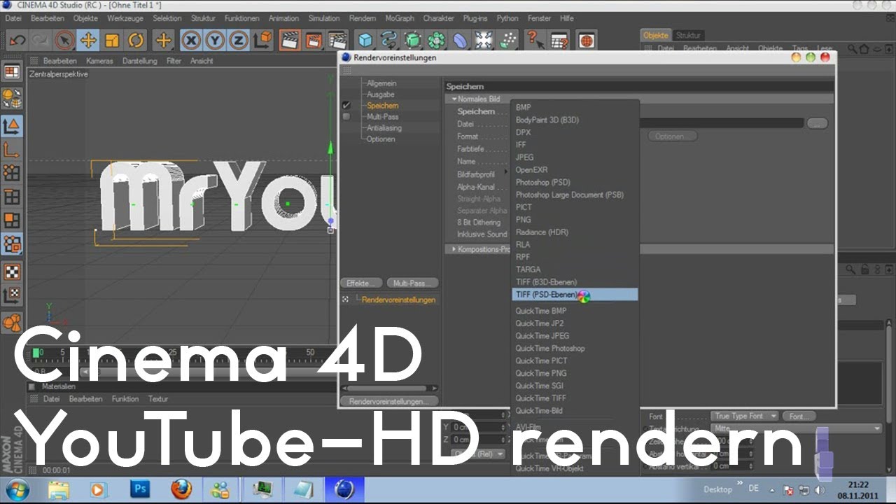 Cinema 4D Tutorial YouTube HD - Export / Rendering - MrYouHelp - YouTube