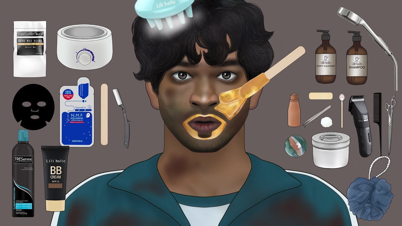 Ali transformation Man face waxing animation 남자 수염왁싱 면도 알리 변신 애니메이션 ...