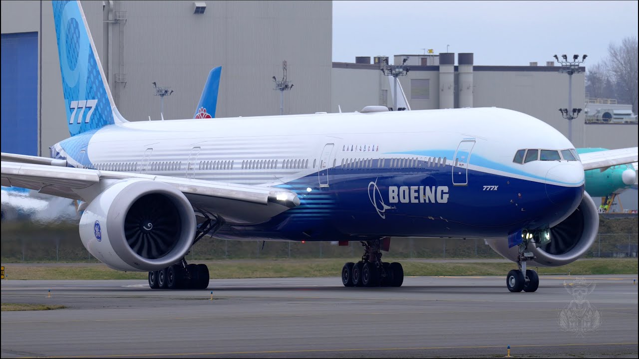 Boeing Company 777X Brake Test And Takeoff From Paine Field - YouTube