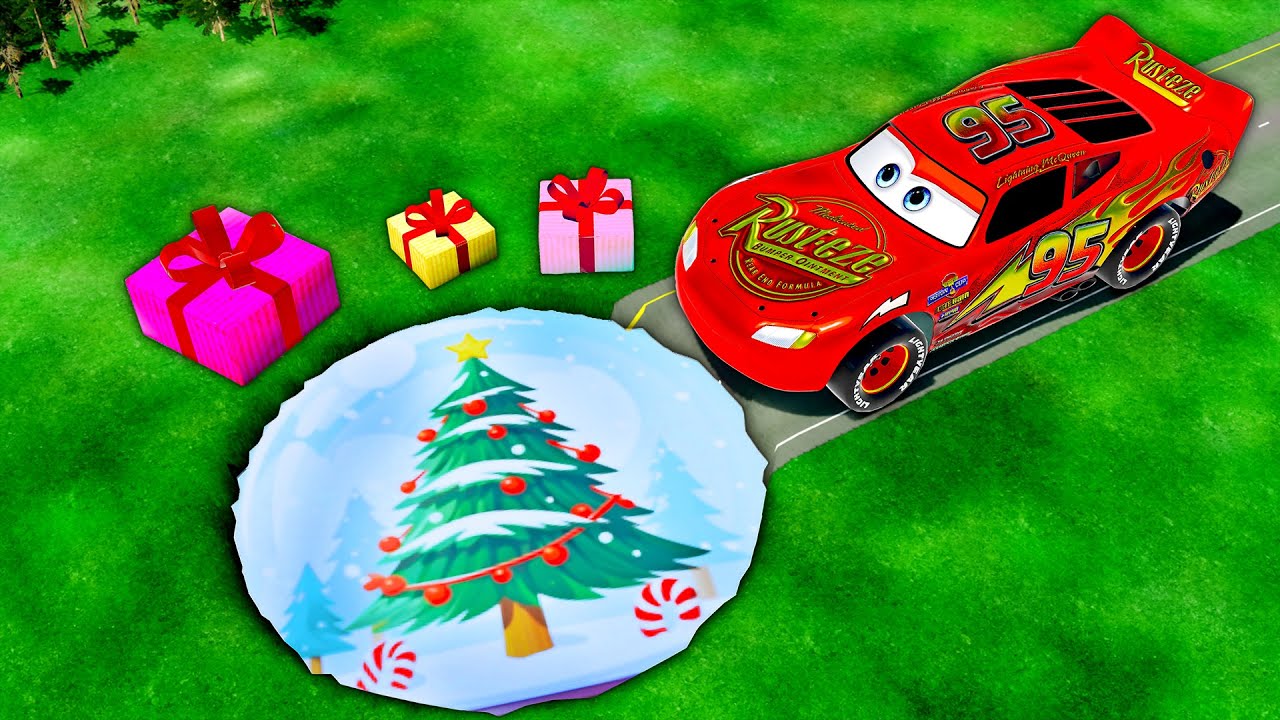 Mega Christmas Pit Vs McQueen and Pixar cars! BeamNG. drive! - YouTube
