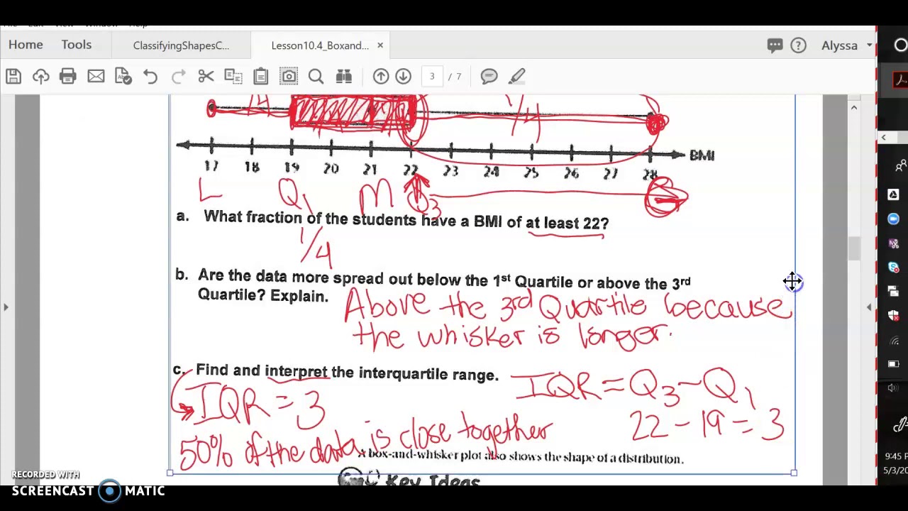 Lesson 10.4 - Box and Whisker Plots - Part 2 (Analyzing) - YouTube