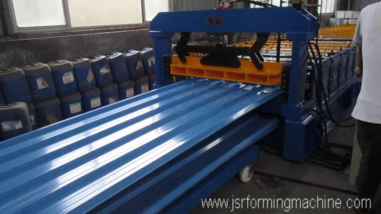 Colour coated sheet roof profile making machine - YouTube