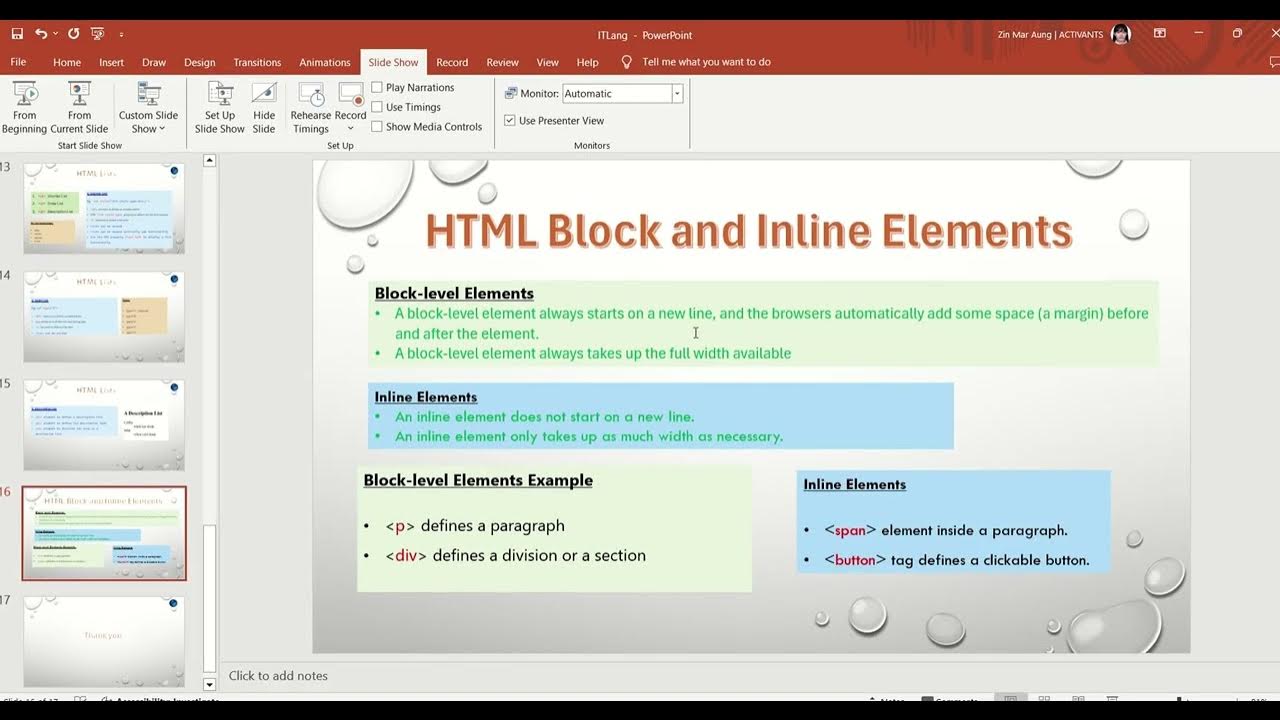 HTML Block-level and Inline-level Elements - YouTube