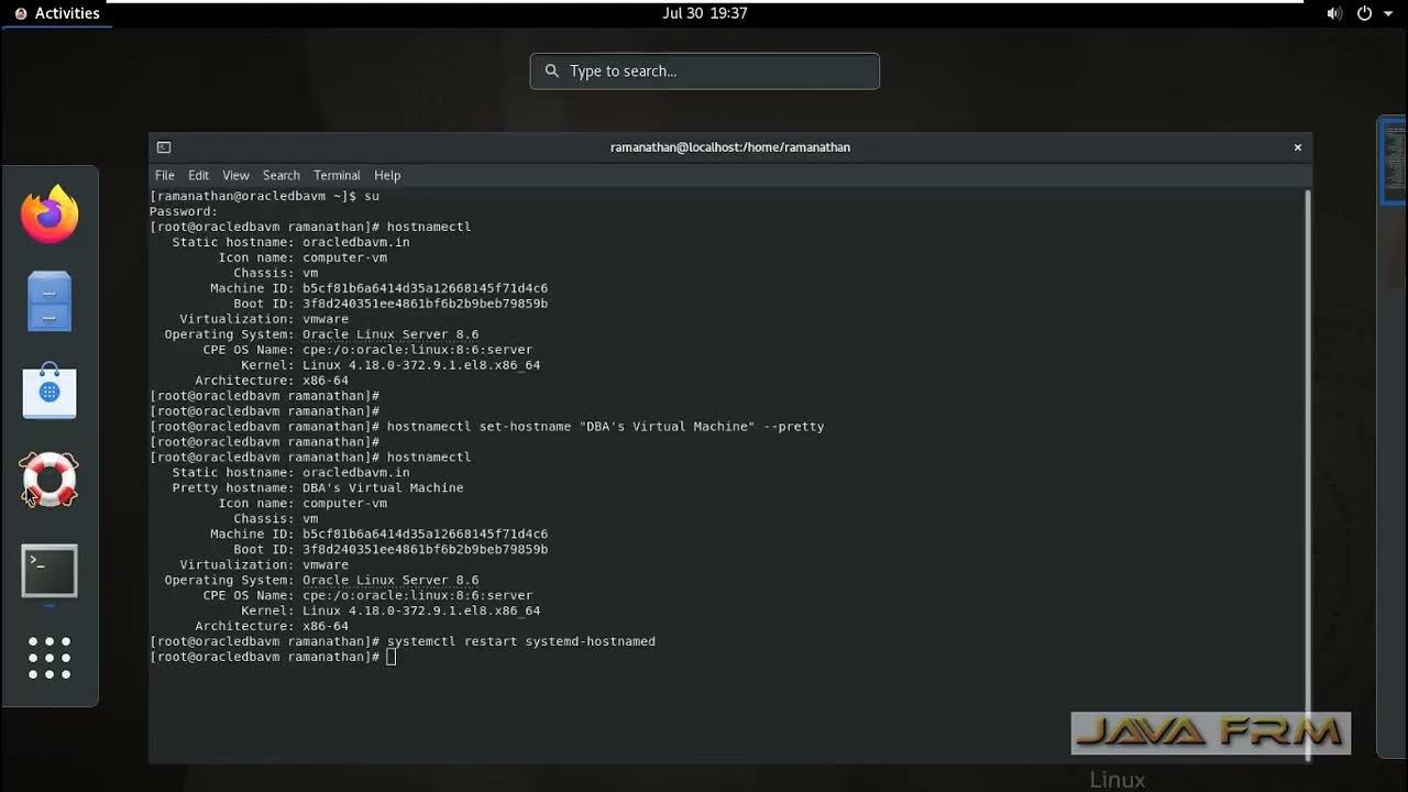 How to set or change pretty hostname using hostnamectl command in Oracle Linux 8 - YouTube