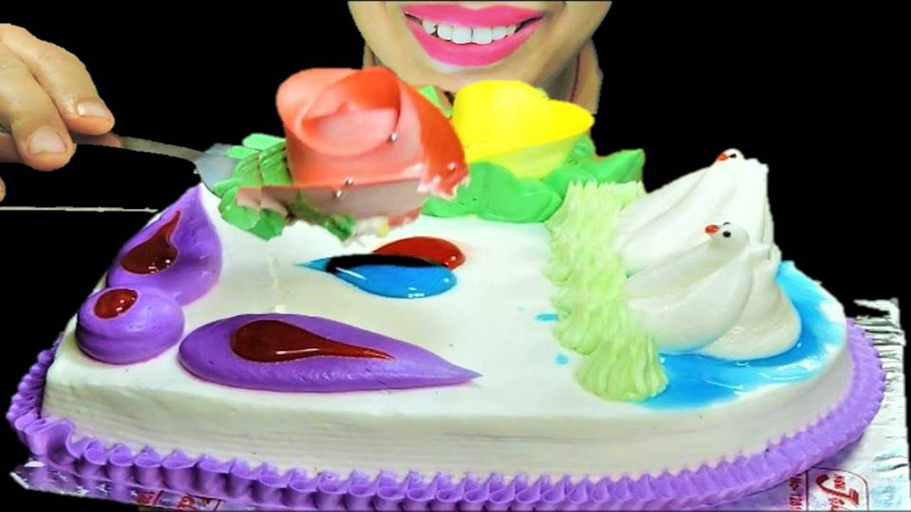 ASMR EATING CAKE CHALLENGE:BIRTHDAY CAKE SO CREME AND SOFT|MASSIVE ...