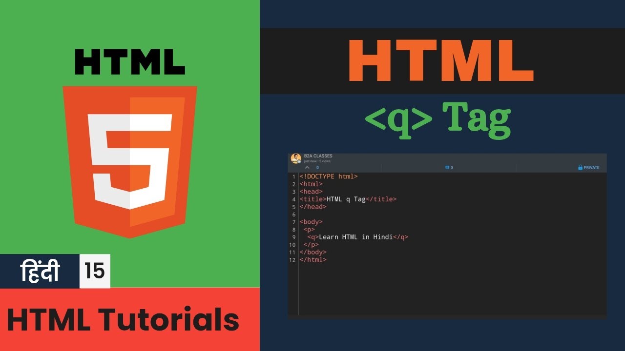 #15 HTML q Tag Explained | Quick HTML Tutorials for Beginners in Hindi ...
