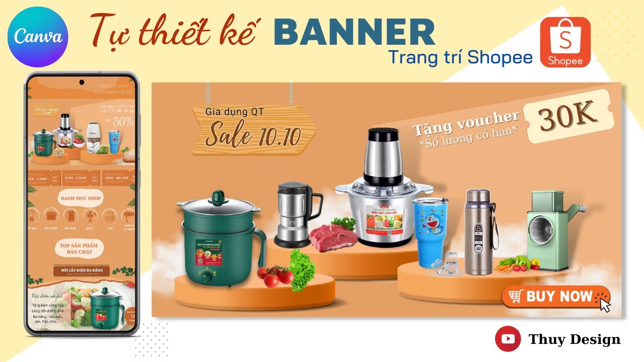 PHẦN 1: Thiết kế Template , banner chính của gian hàng ngành Gia dụng ...
