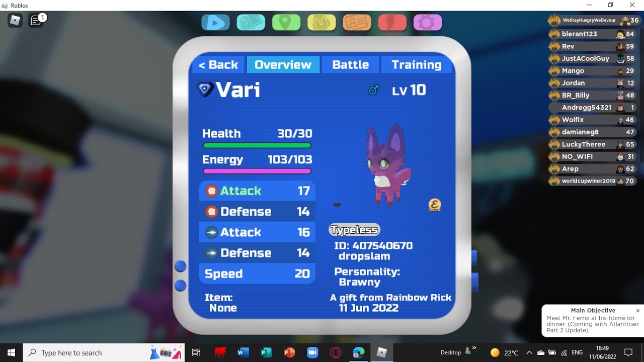 ROBLOX LOOMIAN LEGACY RAINBOW VARI ALL 6 TRAINERS AND COLORED TUFT ...