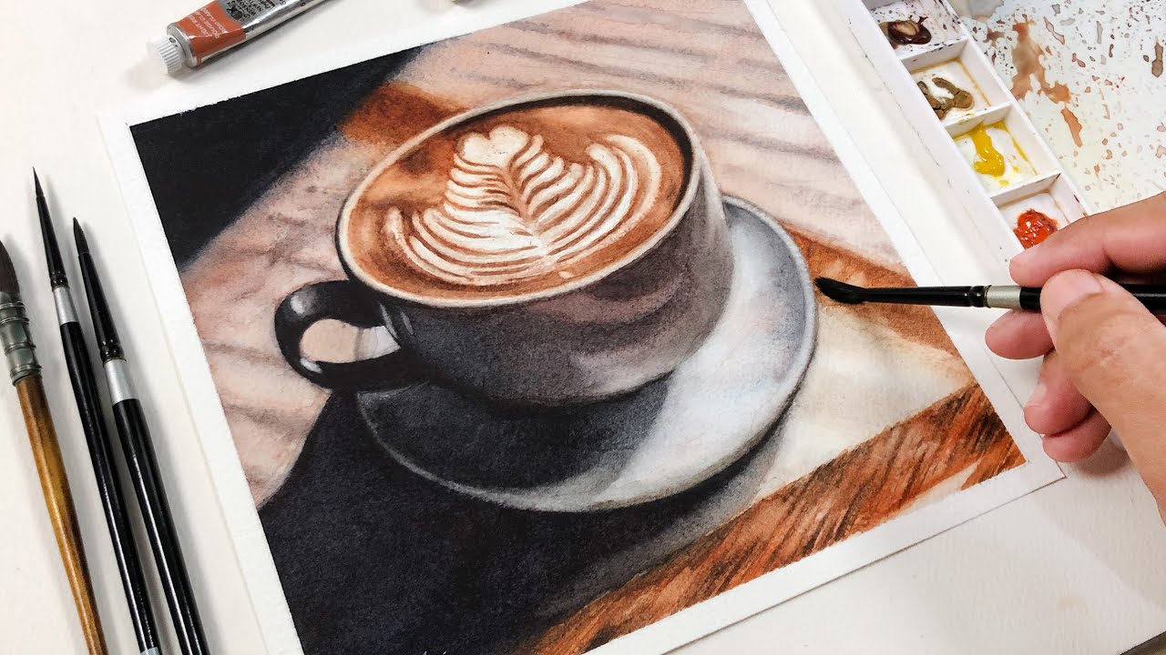 A Cup of Coffee in Watercolor Painting - YouTube