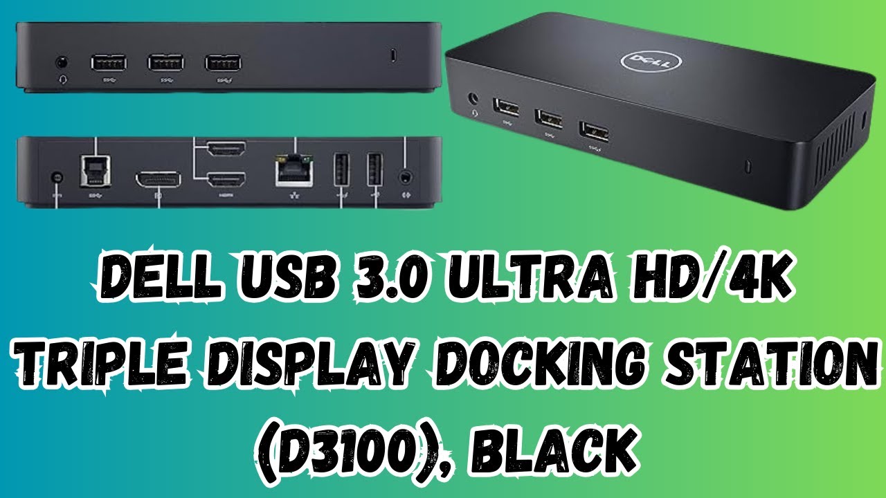 Dell USB 3.0 Ultra HD/4K Triple Display Docking Station (D3100), Black ...