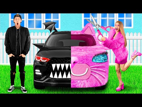Pink Car vs Black Car Challenge by KiKi Challenge