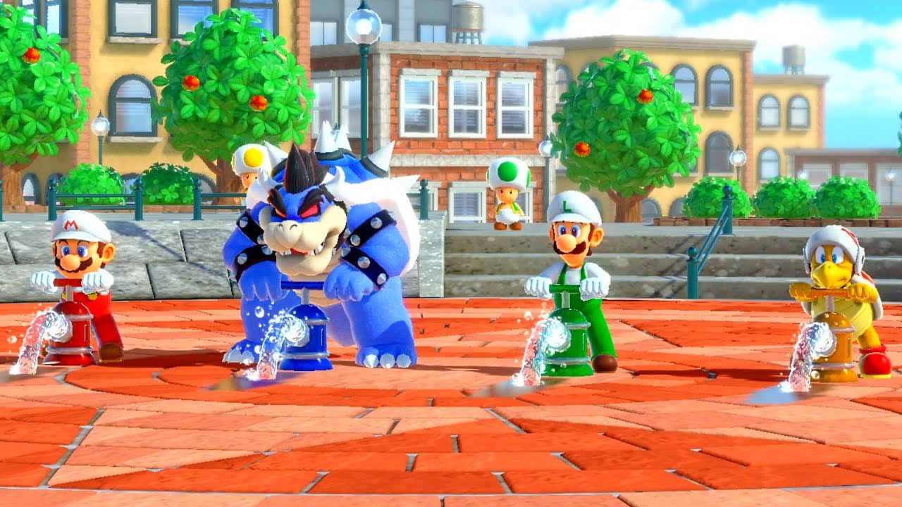 Super Mario Party MiniGames - Fire Mario vs Fire Luigi vs Dark Bowser ...