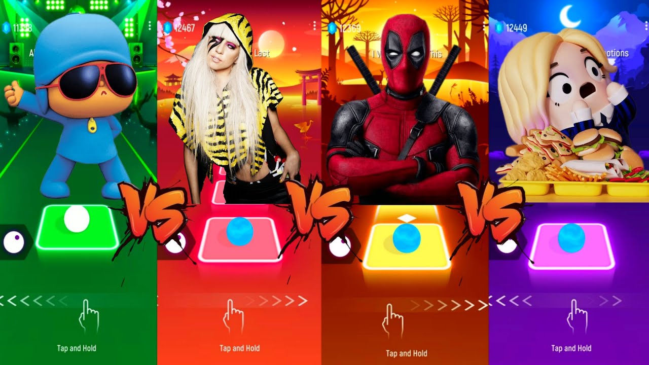 Pocoyo vs Ledi Gaga vs Dead Pool vs Enid Sigma/Tiles hop - YouTube
