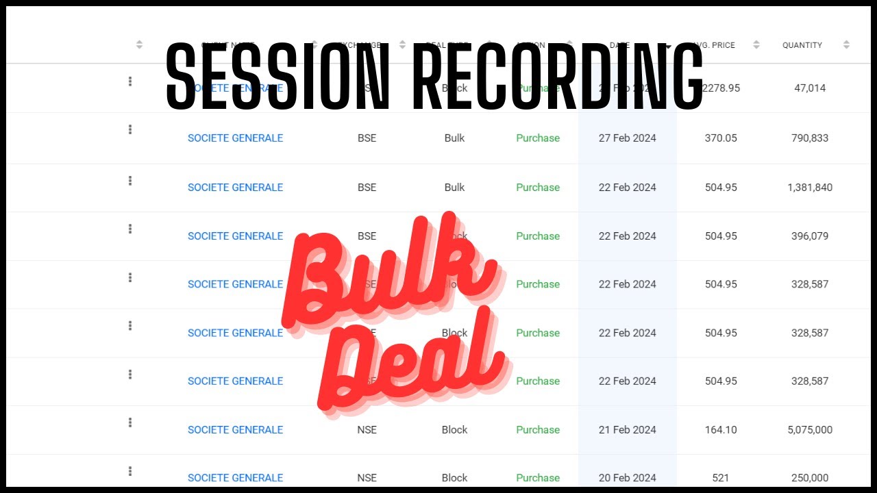 Bulk Deal session 1 (23 February) || Bulk Deal kya hota hai || how to select Bulk Deal stocks ...