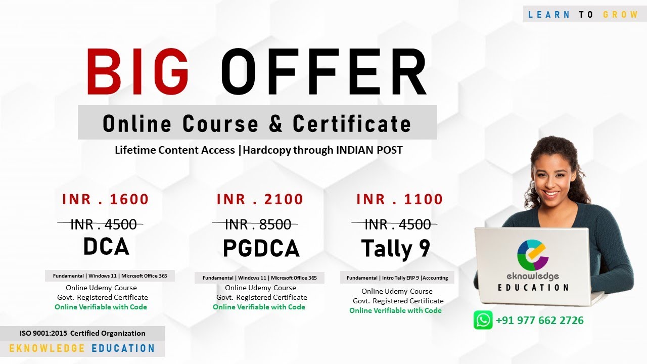 Govt. Approved PGDCA & DCA Certificate in 2 days #online #udemy #job # ...
