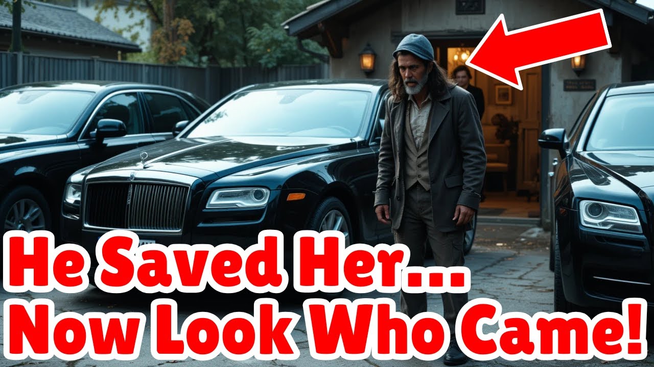 Homeless man saves a rich girl, and the next day, three black cars ...