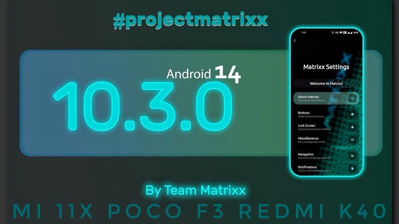 Project MatrixX v10.3.0 Xiaomi Mi 11X Poco F3 Android 14 Official Feb Build - YouTube