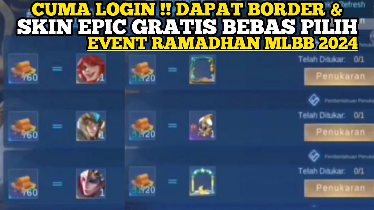 CUMA LOGIN !! DAPAT BORDER & SKIN EPIC GRATIS BEBAS PILIH EVENT ...