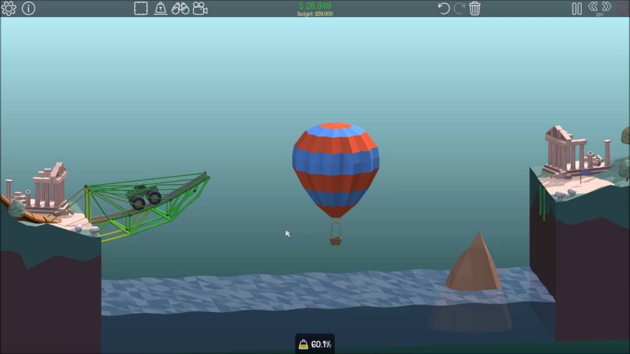 Poly Bridge Ancient Ruins 4-1 Balloon Jump - YouTube