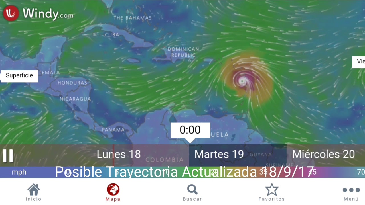 Huracán María Trayectoria Actualizada 5 am 18/9/17 - YouTube