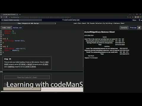 learn2code | freeCodeCamp (New) Responsive Web Design - Building a Balance Sheet: Step 35 - YouTube