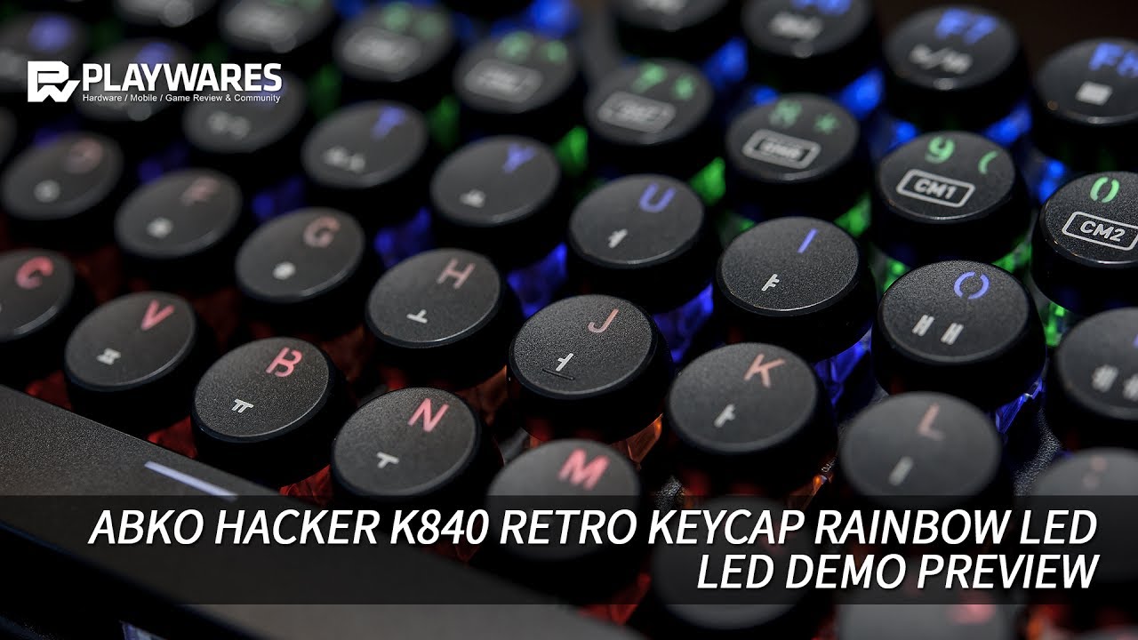 ABKO HACKER K840 RETRO CIRCLE KEYCAP RAINBOW LED : LED Demo Preview - YouTube