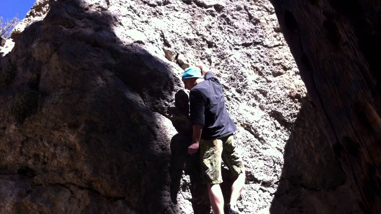 The Great Escape (V13), Craig Berman bouldering at Mt. Charleston ...