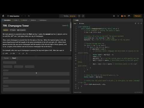 799 Champagne Tower | Daily LeetCode Challenge With Leet Logics | Dynamic Programming ...