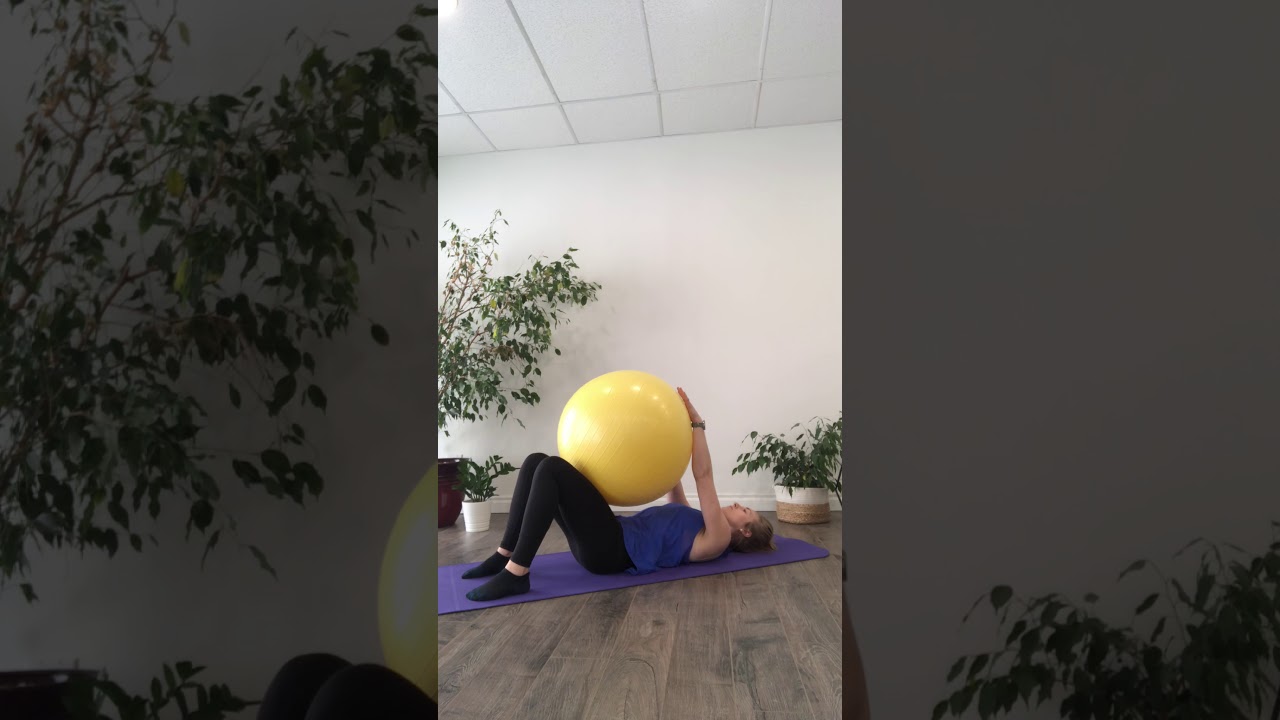 Exercise Ball Abdominal Squeeze (feet down) - YouTube