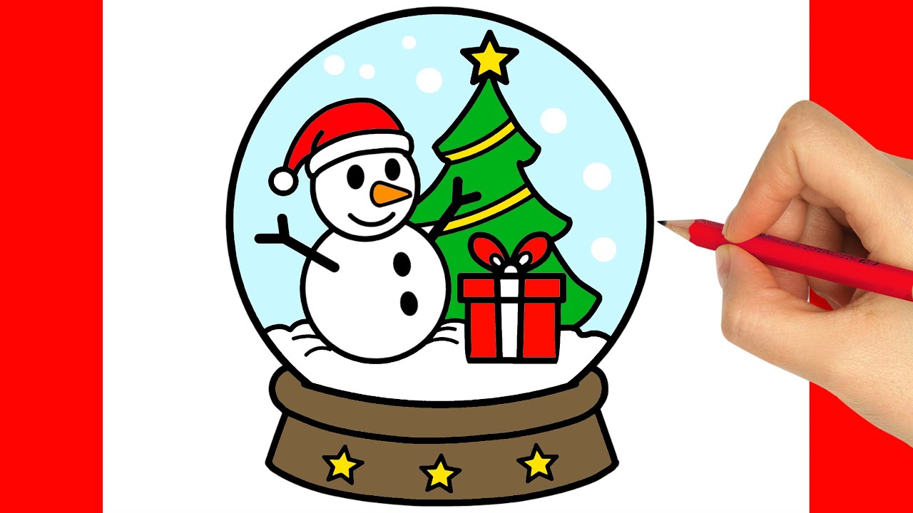 HOW TO DRAW A SNOW GLOBE - YouTube
