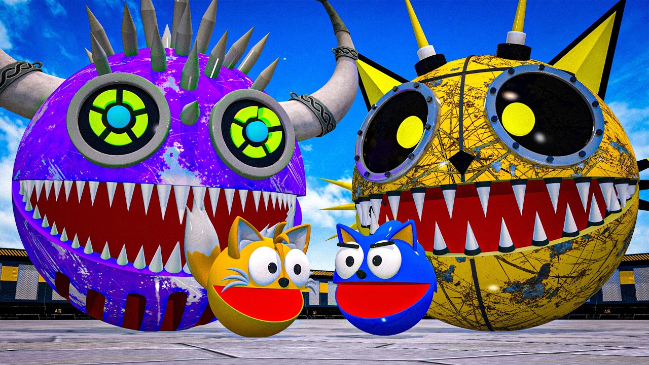 MS PACMAN LOST IN THE MAZE GETS HELP FROM CAT CARTOON VS THREE MONSTER ...