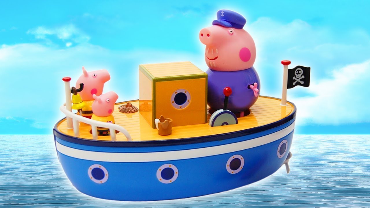 Peppa Pig's adventure. Peppa Pig' family travels by toy boat - YouTube
