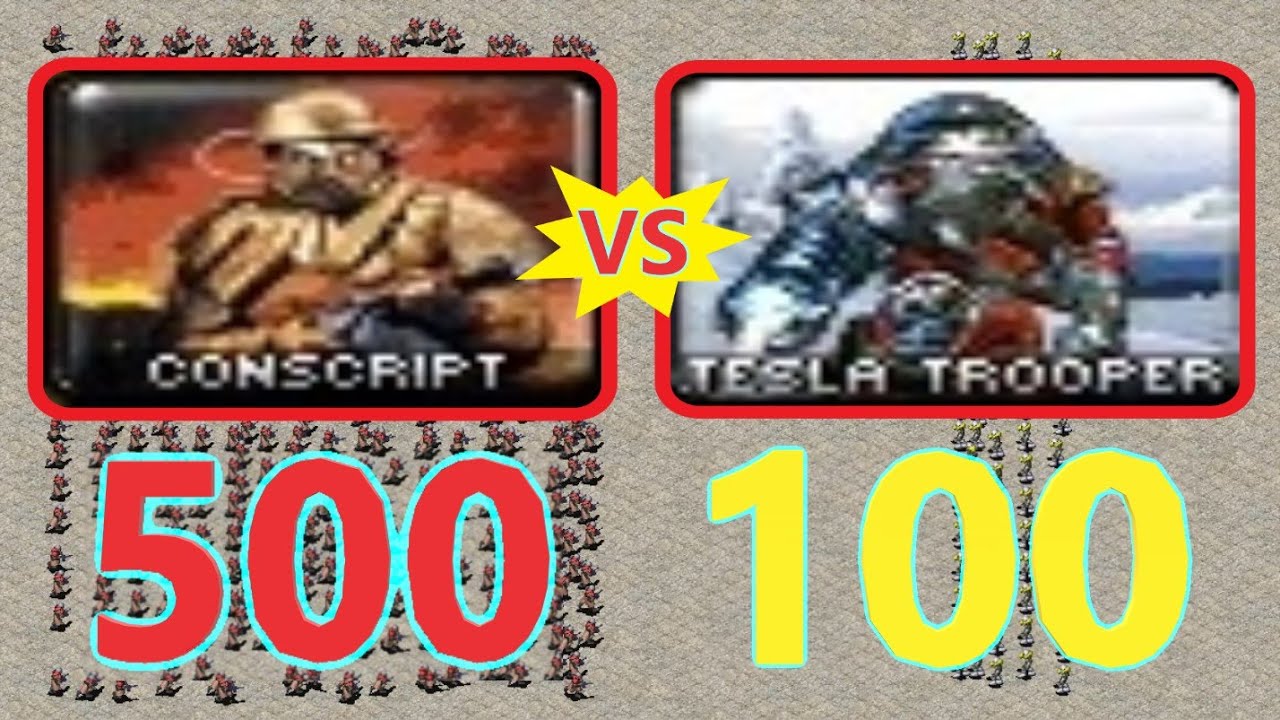 Conscripts vs Tesla Troopers - Same Cost - Red Alert 2 - YouTube