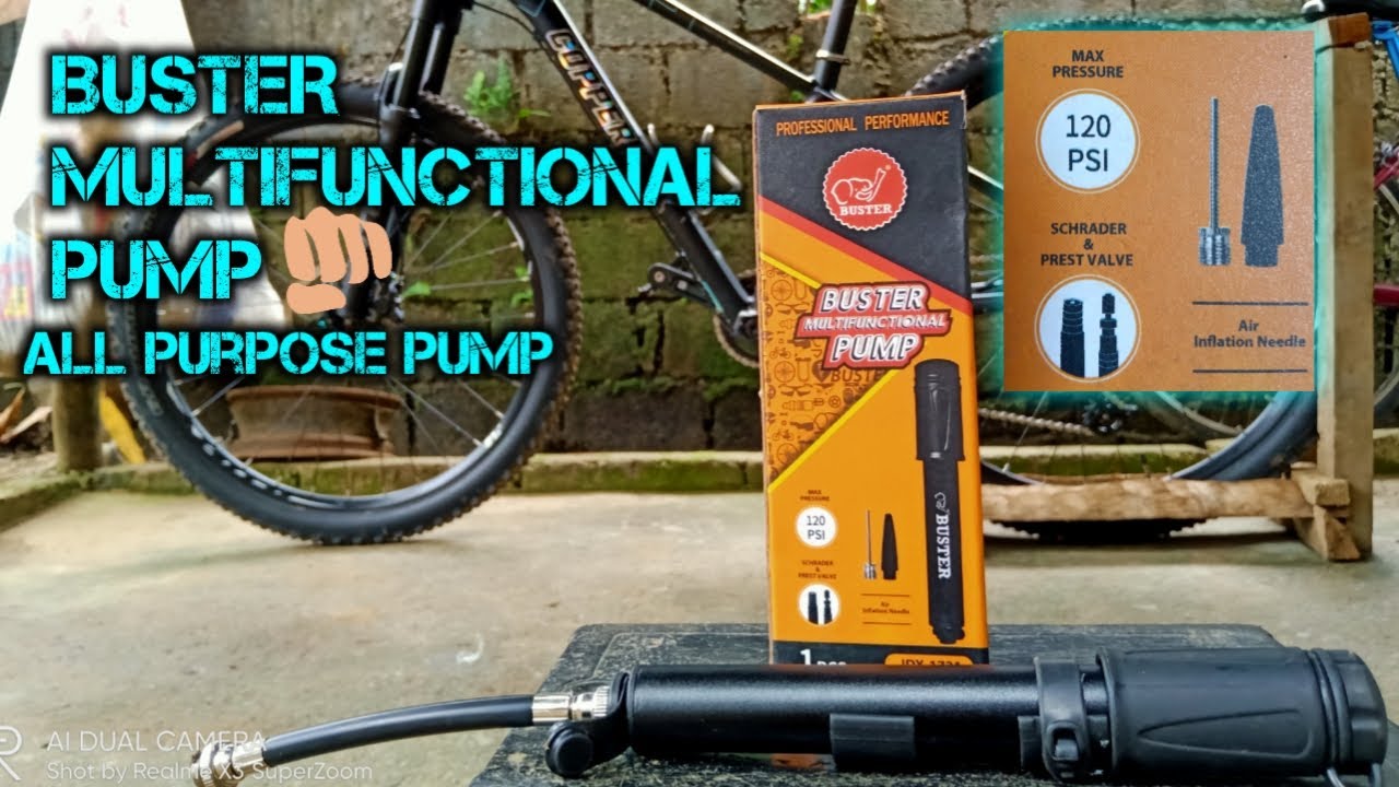 BUSTER MULTIFUNCTIONAL PUMP / MINI PUMP / BIKE PUMP | TEST REVIEW - YouTube