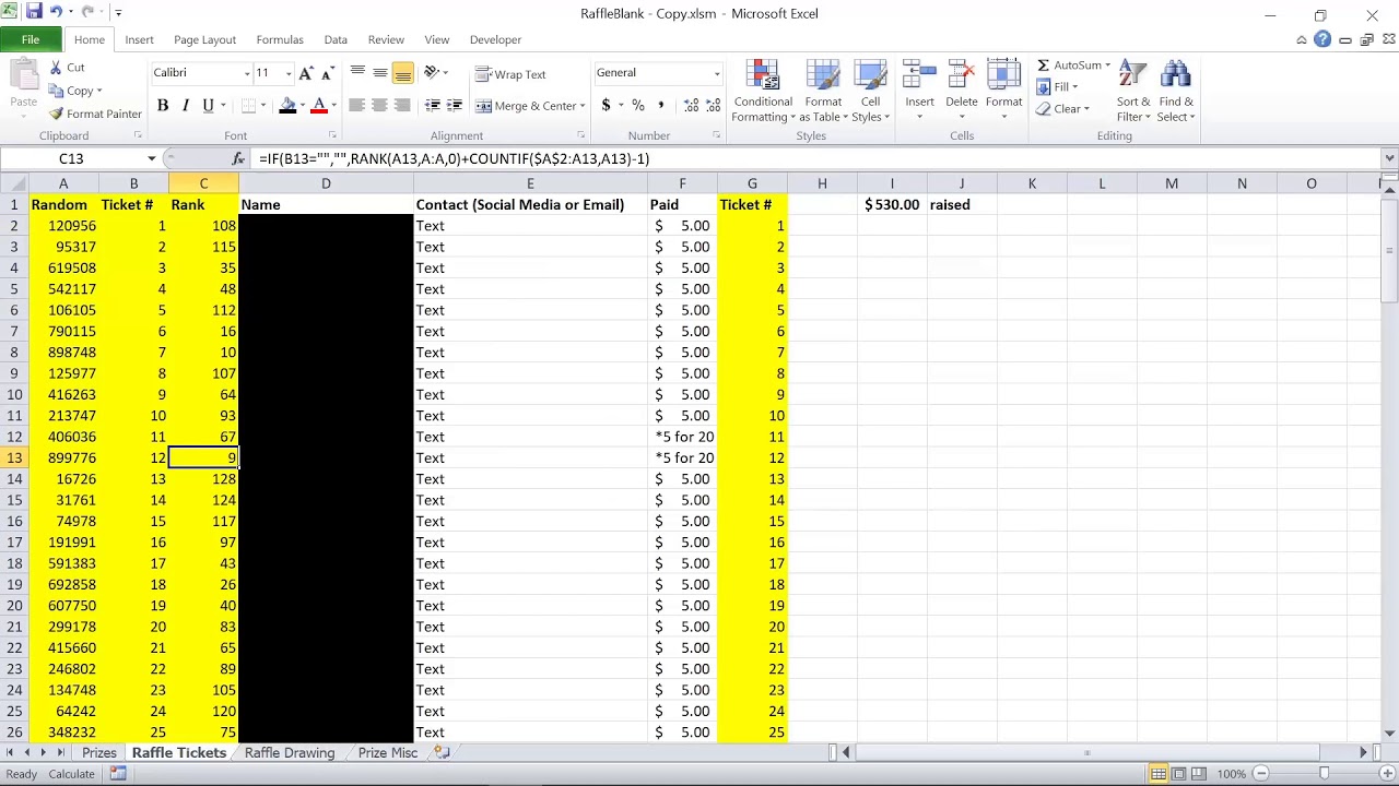 Raffle Drawing In Excel YouTube Raffle Drawing In Excel YouTube