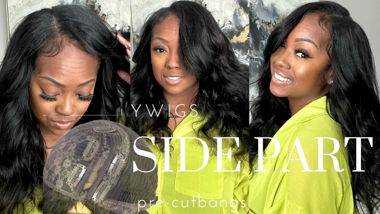 SIDE PART with Pre-cut Bangs | V part Wig Install ft. YWigs Hair - YouTube