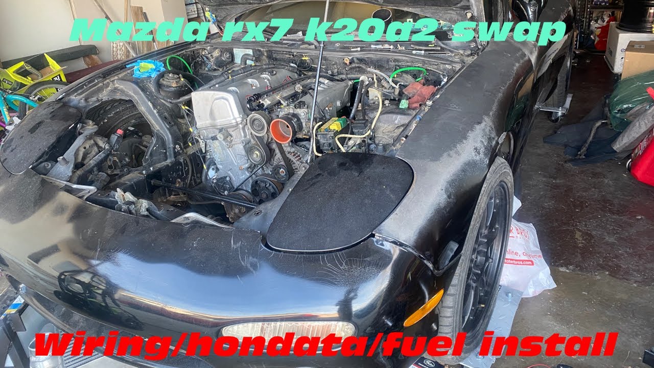 How to start your k swap Mazda rx7 k20a2 part 4 - YouTube