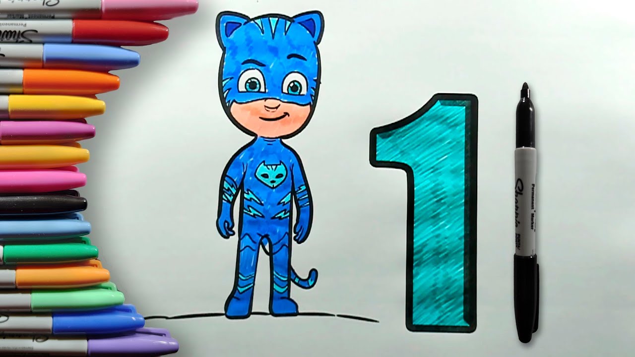 How to Color Catboy Number 1 from Pj Masks Step by Step Easy Coloring ...