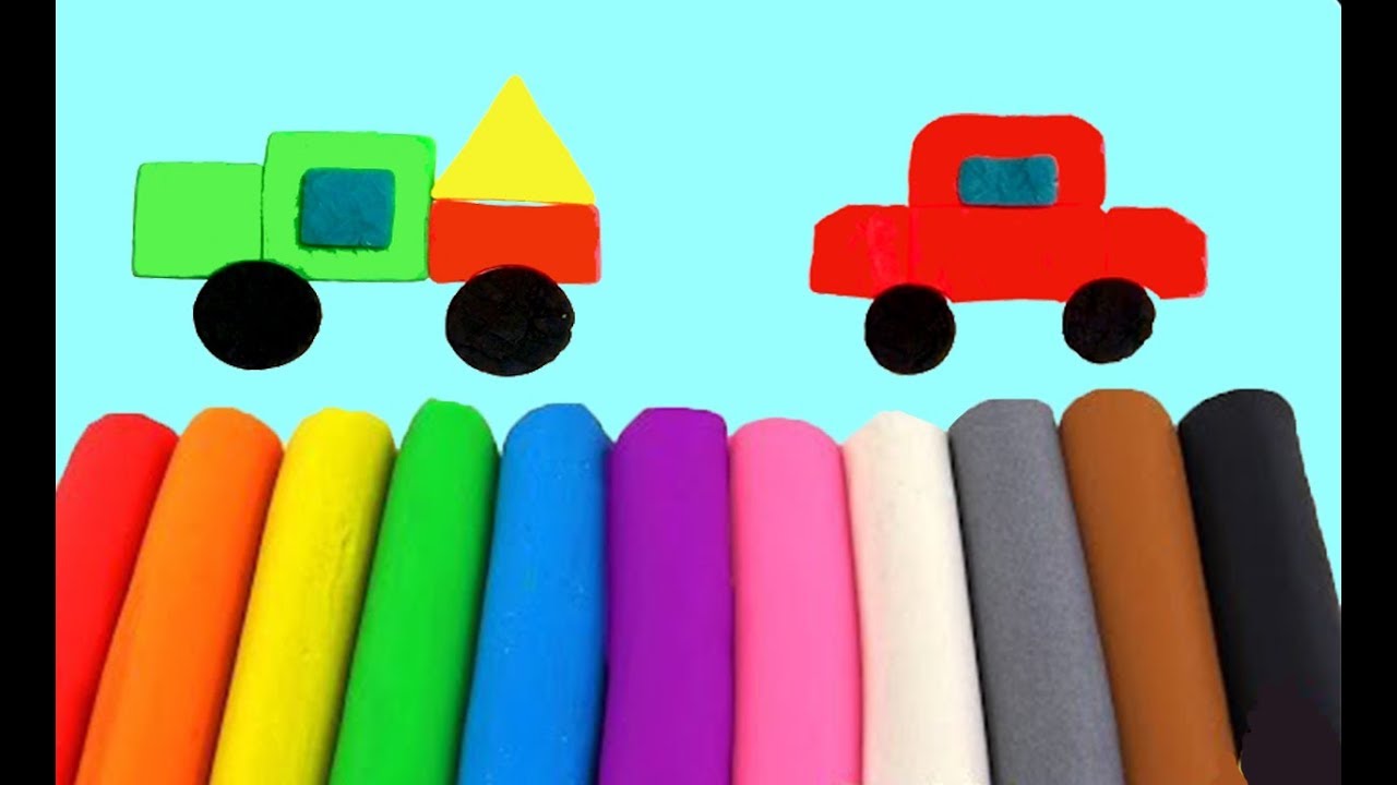 Learn Colors with Geometric shapes Cars For Children Play Doh video For ...