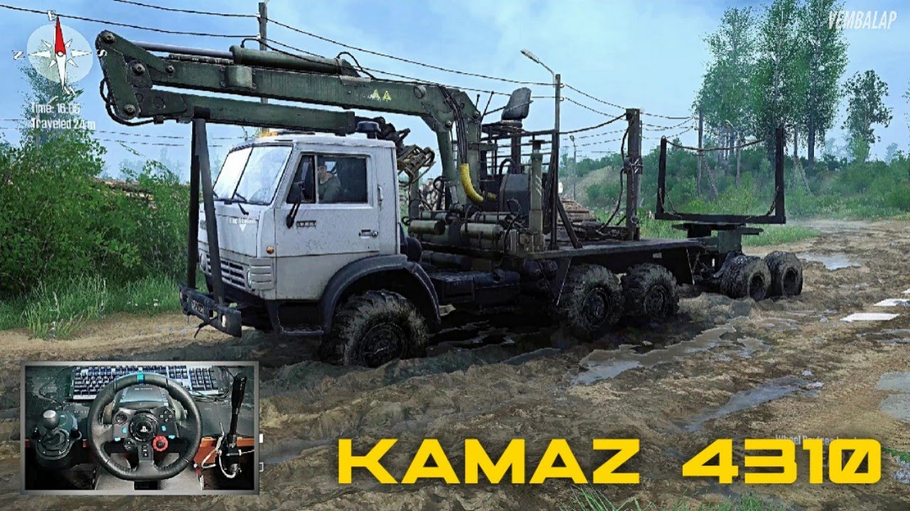 Kamaz 4130 Crane Truck Carry Wooden Beams - Spintires Mudrunner ...
