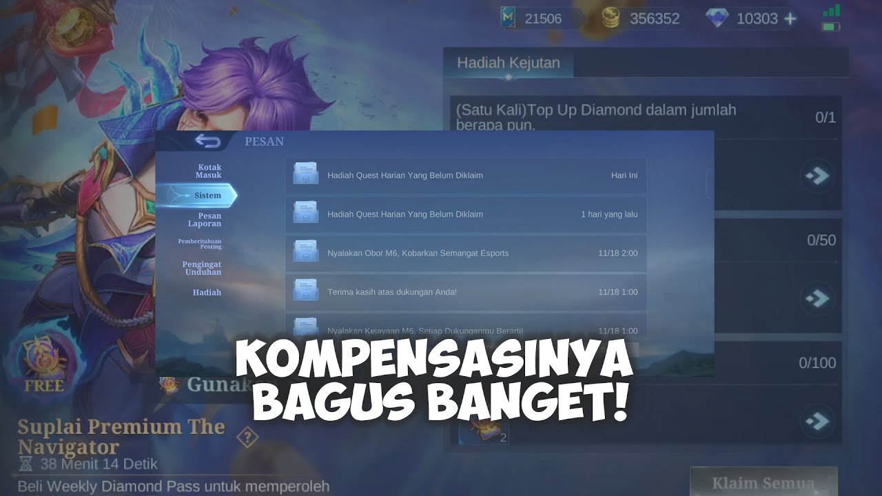 PEMBUKTIAN HADIAH KOMPENSASI! HADIAH TERBAIK SELAMA MAIN MOBILE LEGENDS ...