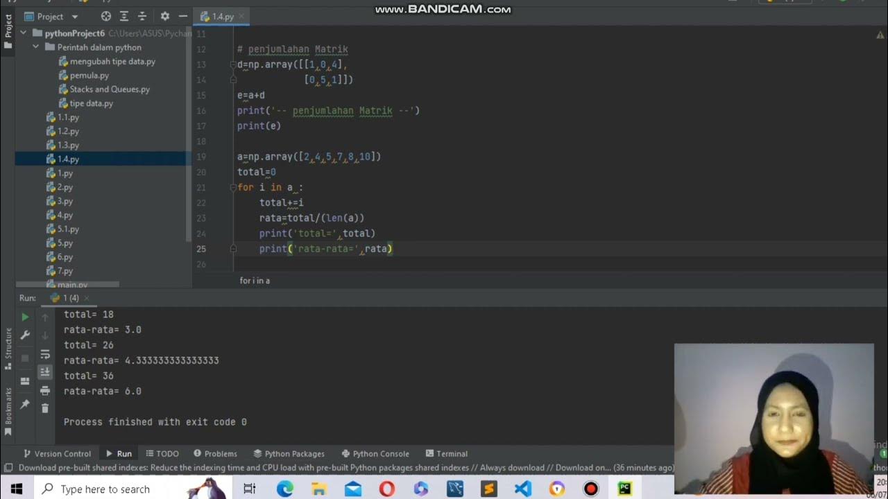 PYTHON || Perkalian , Penjumlahan , dan Nilai Rata - Rata Matriks - YouTube